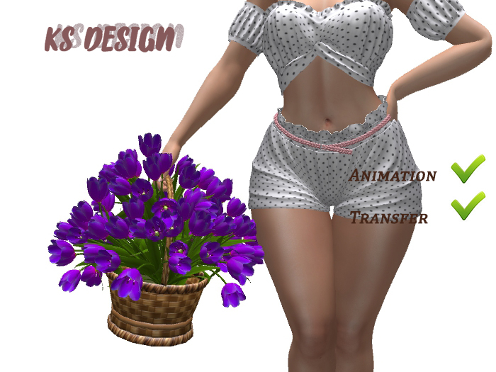 Second Life Marketplace - KS Design: Basket of purple tulips